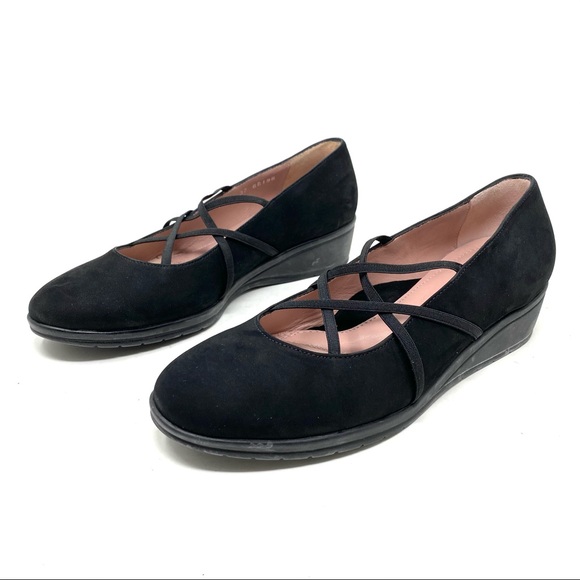 BeautiFeel | Shoes | Beautifeel Joy Black Nubuck Slip On Demi Wedge ...